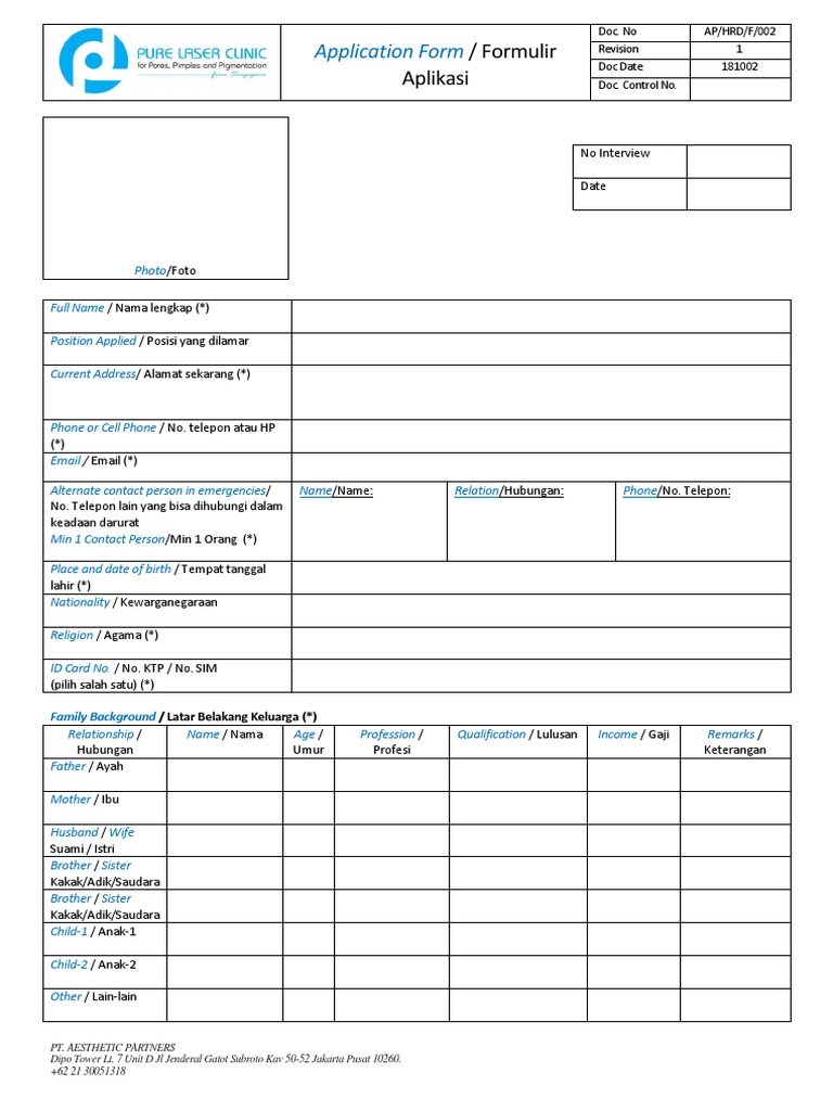 HR 002 - Application Form PDF | PDF