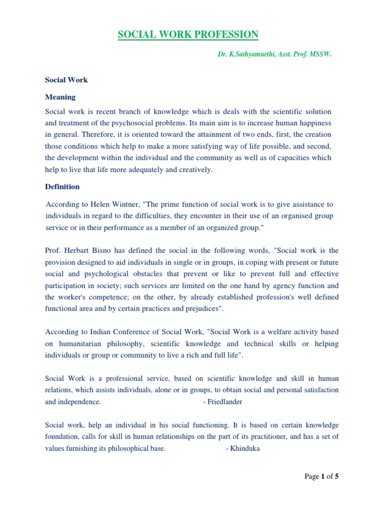 Social Work Profession 1 | PDF | Social Work | Welfare
