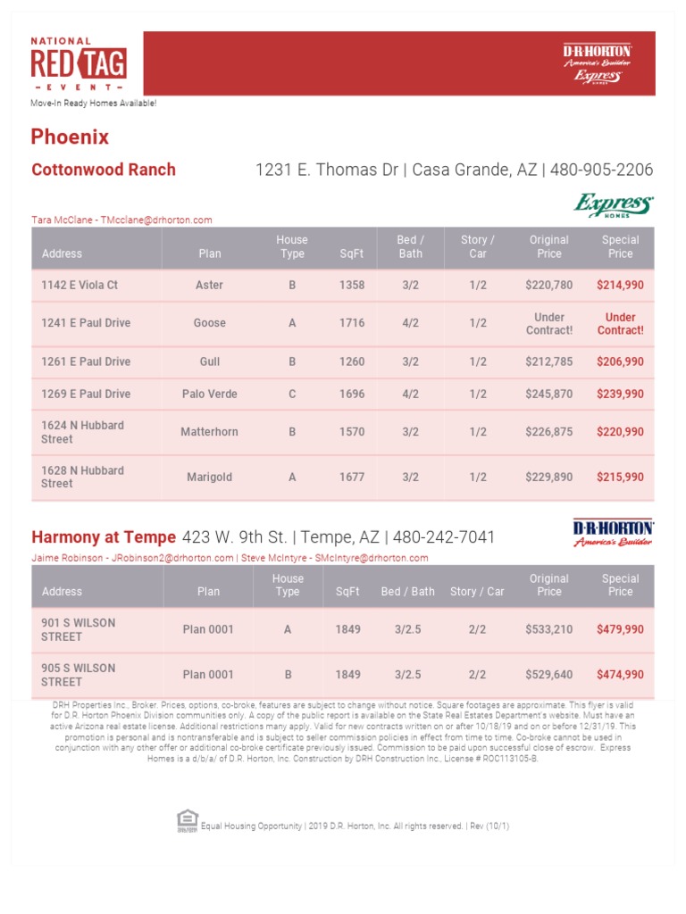 DR Horton PHX View-Hotsheet | PDF | Property Law | Legal Documents