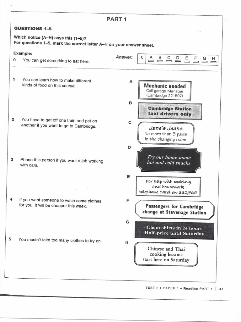 Ket Reading Writing | PDF