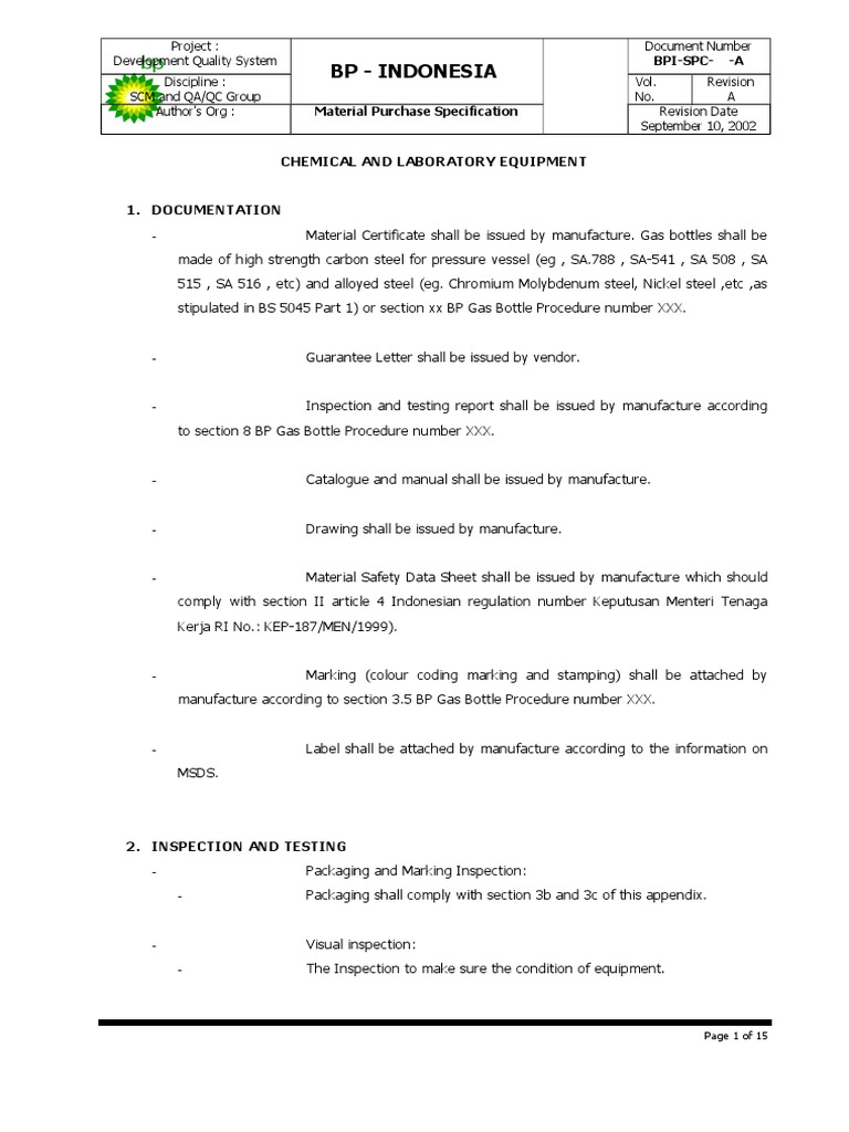 Chemical & Lab Equipment | PDF | Packaging And Labeling | Specification ...