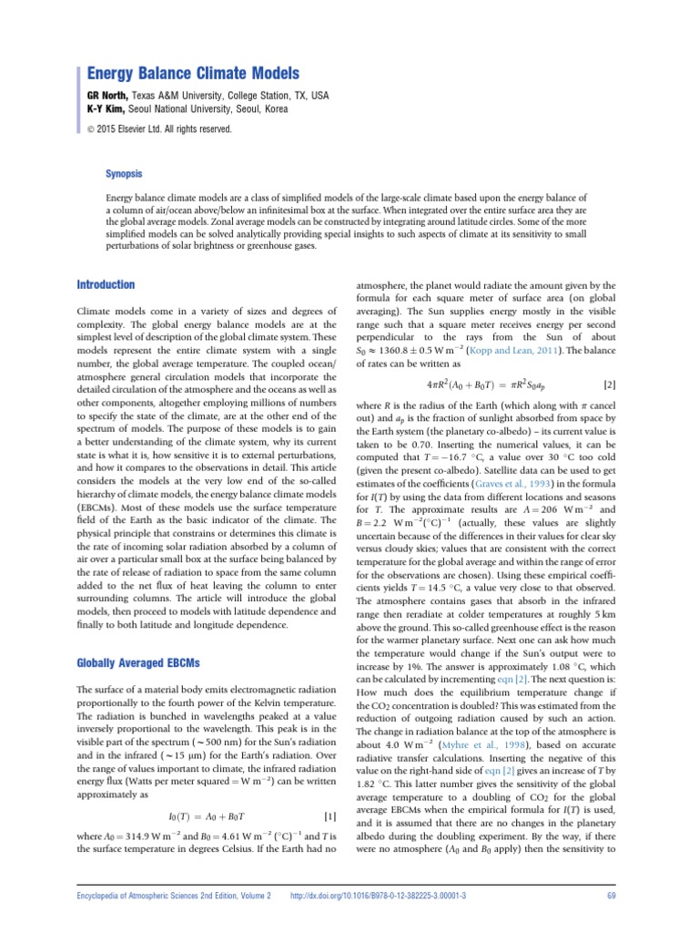 Energy Balance Climate Models | PDF | General Circulation Model | Climate