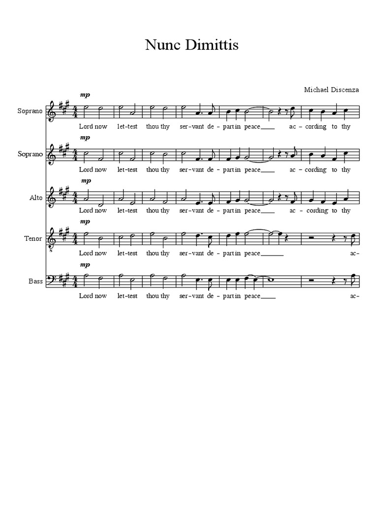 Nunc Dimittis: Michael Discenza Soprano | PDF