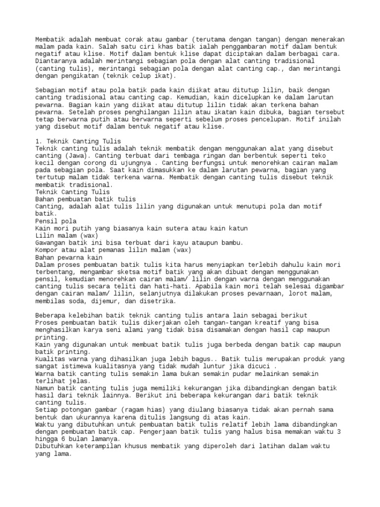 Membatik Adalah Memb | PDF