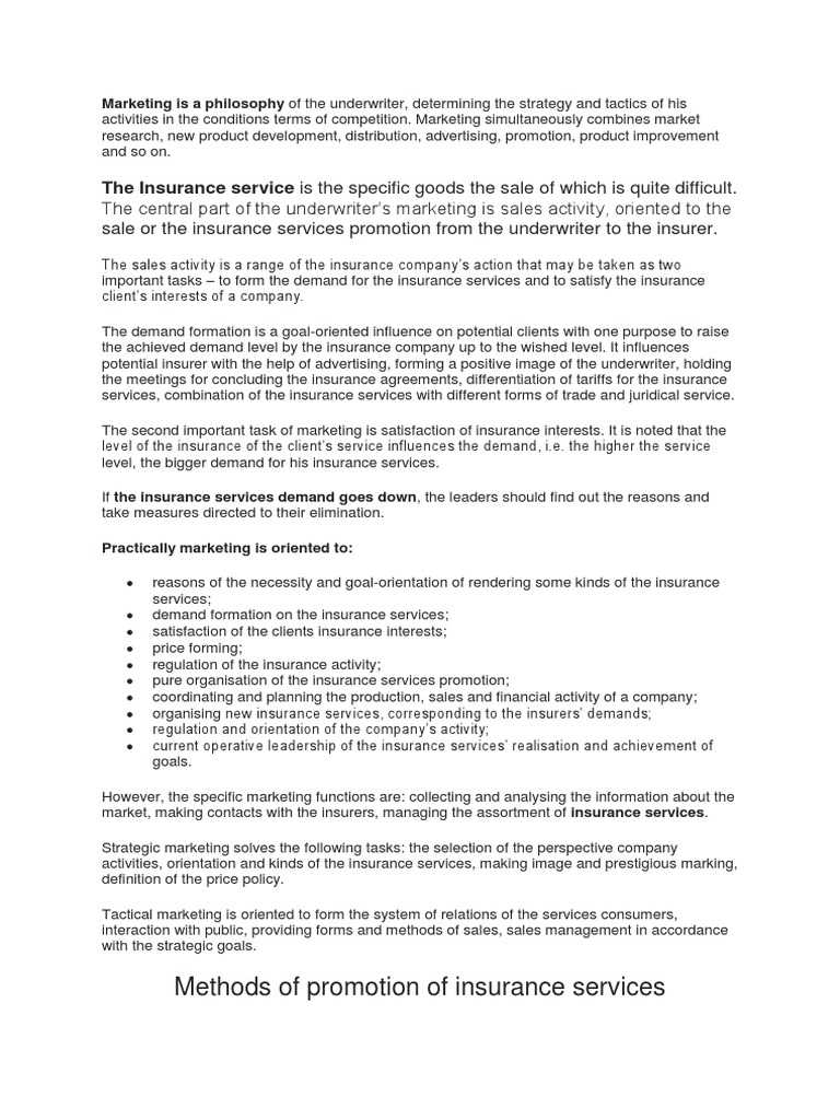 Marketing Is A Philosophy | PDF | Underwriting | Insurance