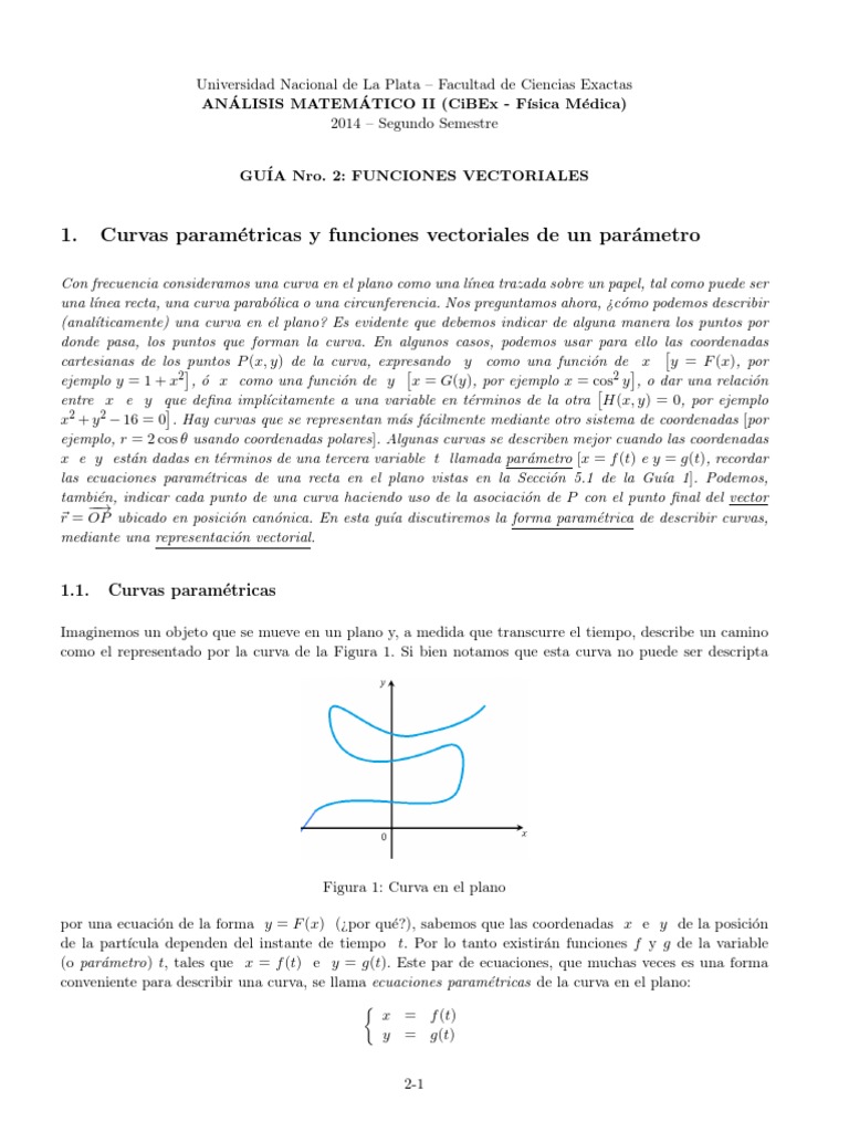 Curvas Parametricas y Funciones Parametricas de Un Parametro | PDF | Vector Euclidiano | Curva