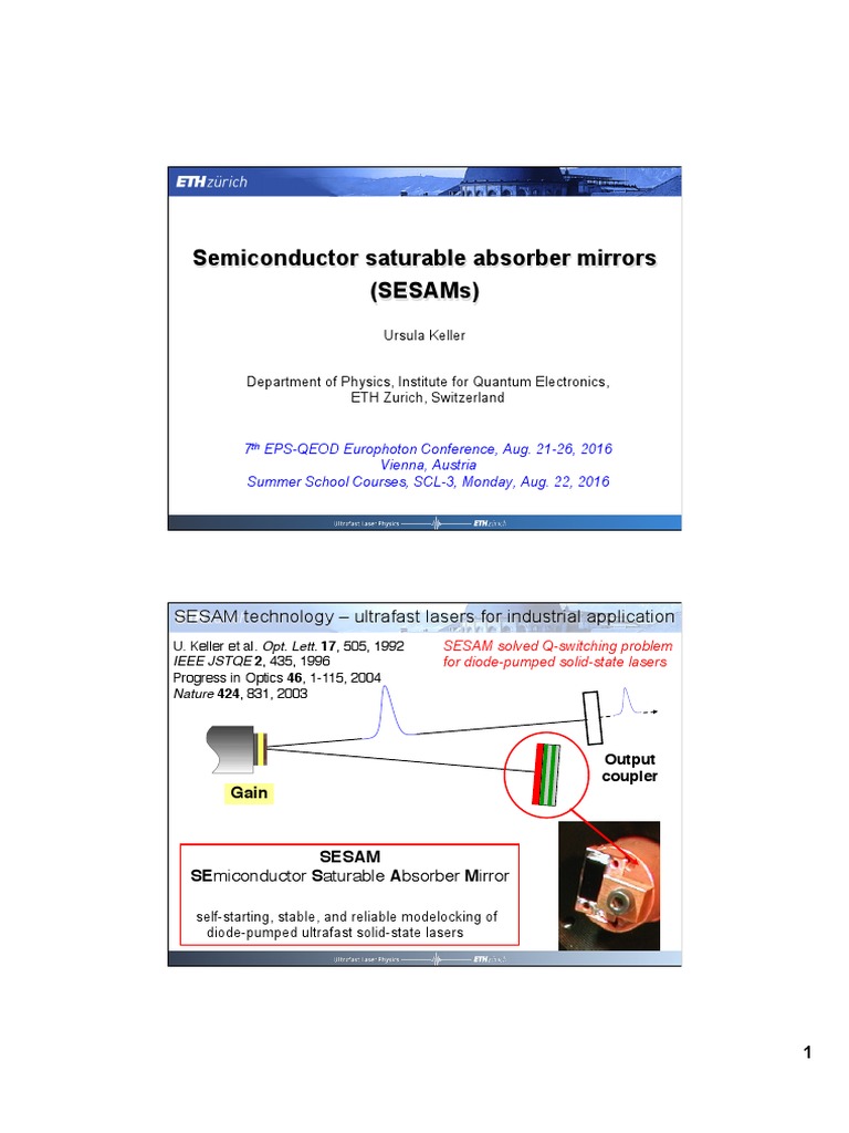 SESAM Saturable Absorbers | PDF | Laser | Optics