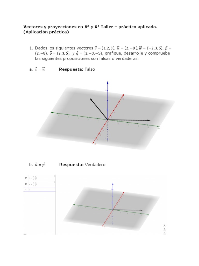 Taller de Vectores y Proyecciones en R2 y R3 | PDF | Enseñanza de ...