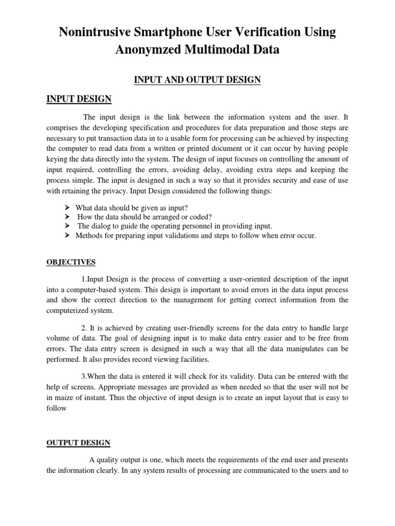 Input and Output Design | PDF | Input/Output | Usability