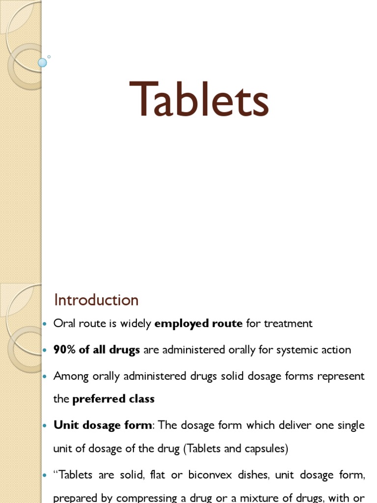 Tablets Notes | Download Free PDF | Tablet (Pharmacy) | Chemistry