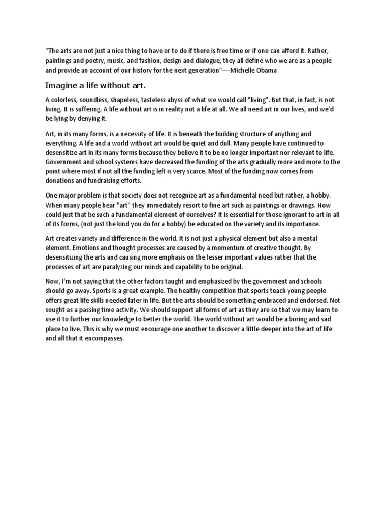 Imagine A Life Without Art | PDF | The Arts | Thought