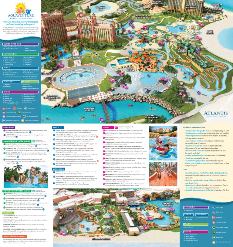 Atlantis Resort Map Royal Baths Pool And Paradise Lagoon In Atlantis