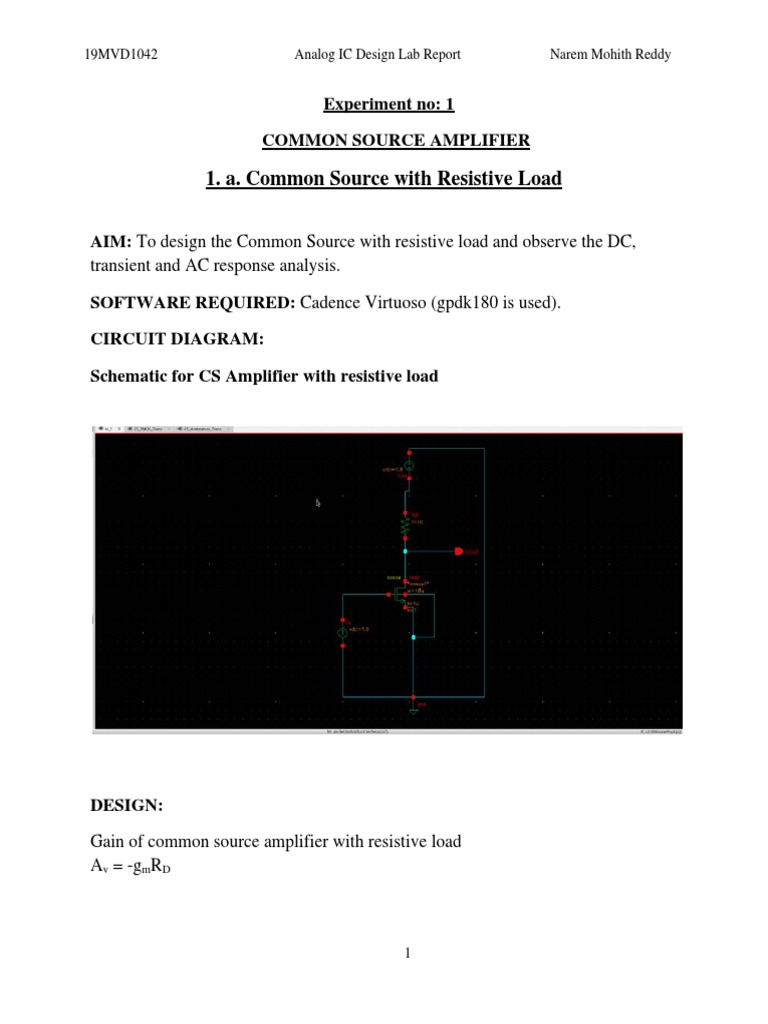 Analog Ic Design Lab Report | PDF | Amplifier | Electronic Circuits