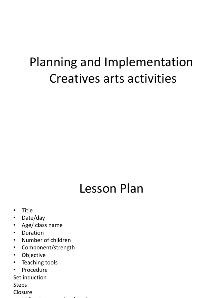 Planning and Implementation Creatives Arts Activities | PDF