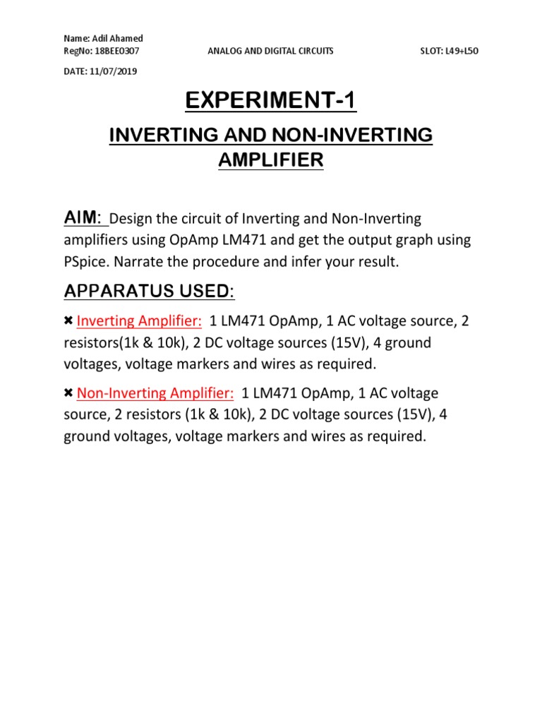 Inverting and Non-Inverting Amplifier | PDF | Computers