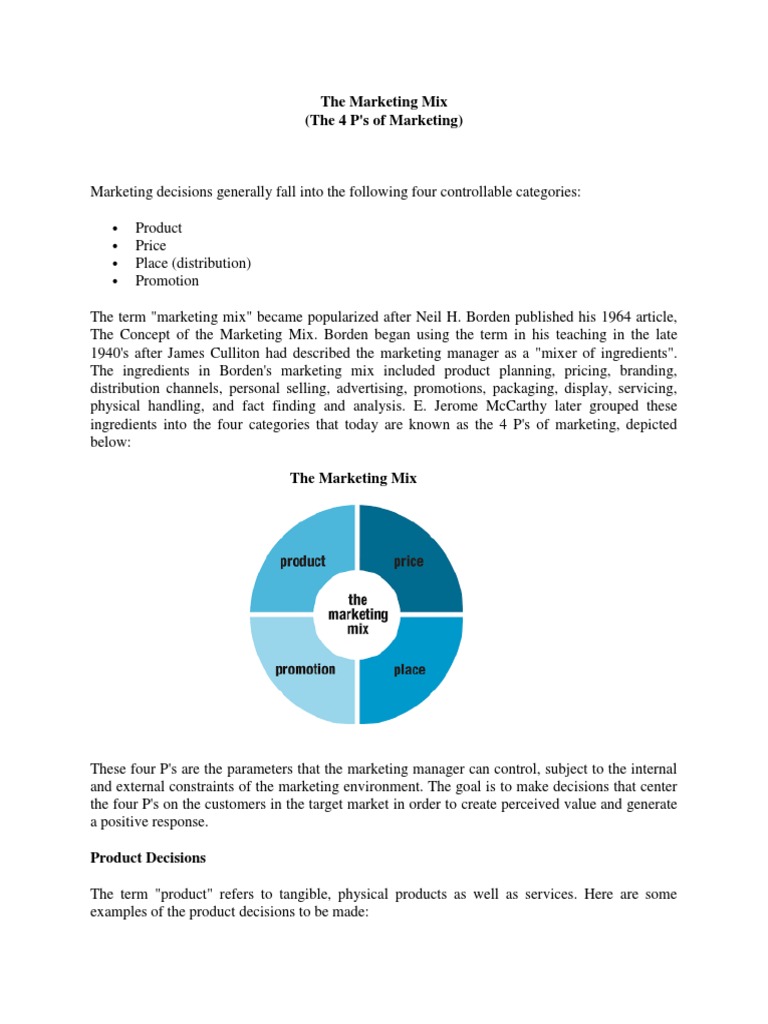 The Marketing Mix | PDF | Marketing | Pricing