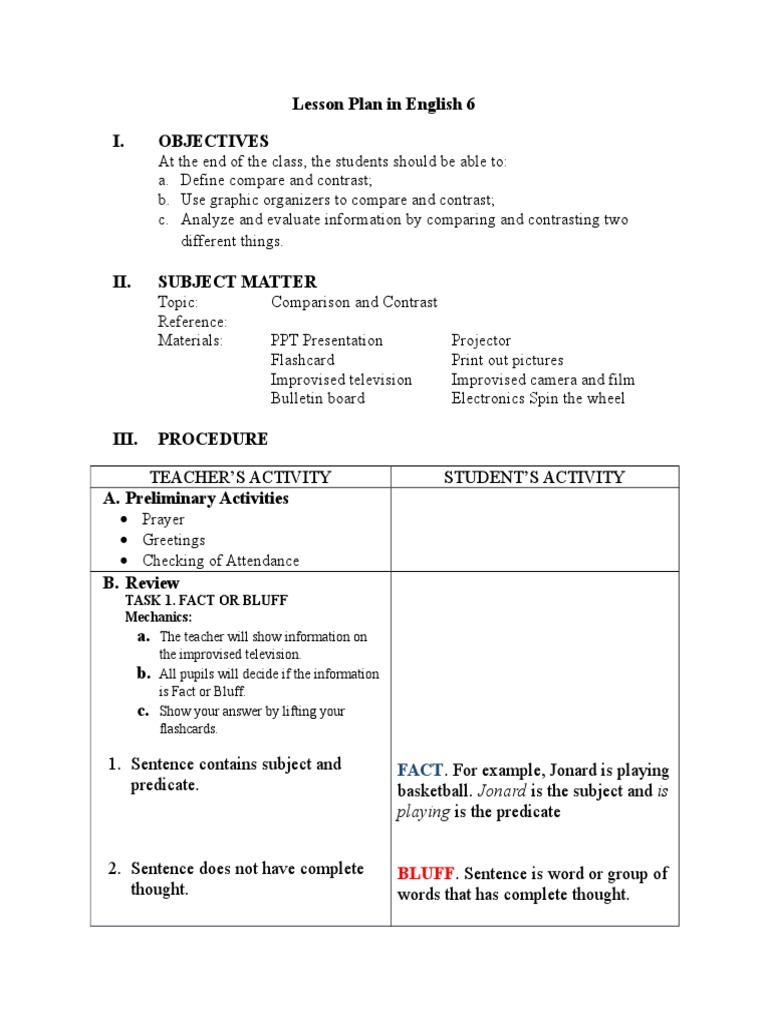 Compare and Contrast Lesson Plan | PDF | Chimpanzee | Lesson Plan