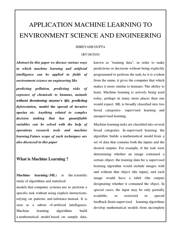 Machine Learning in Environmental Science and Engineering | PDF ...