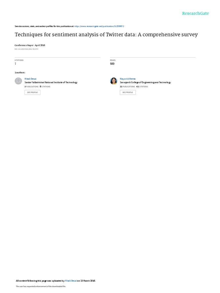 Techniques For Sentiment Analysis of Twitter Data: A Comprehensive ...