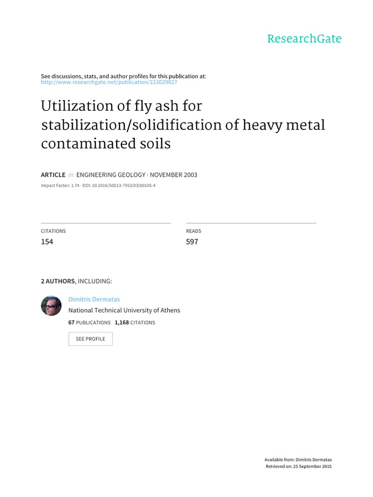 Utilization of Fly Ash For Stabilization/solidification of Heavy Metal ...