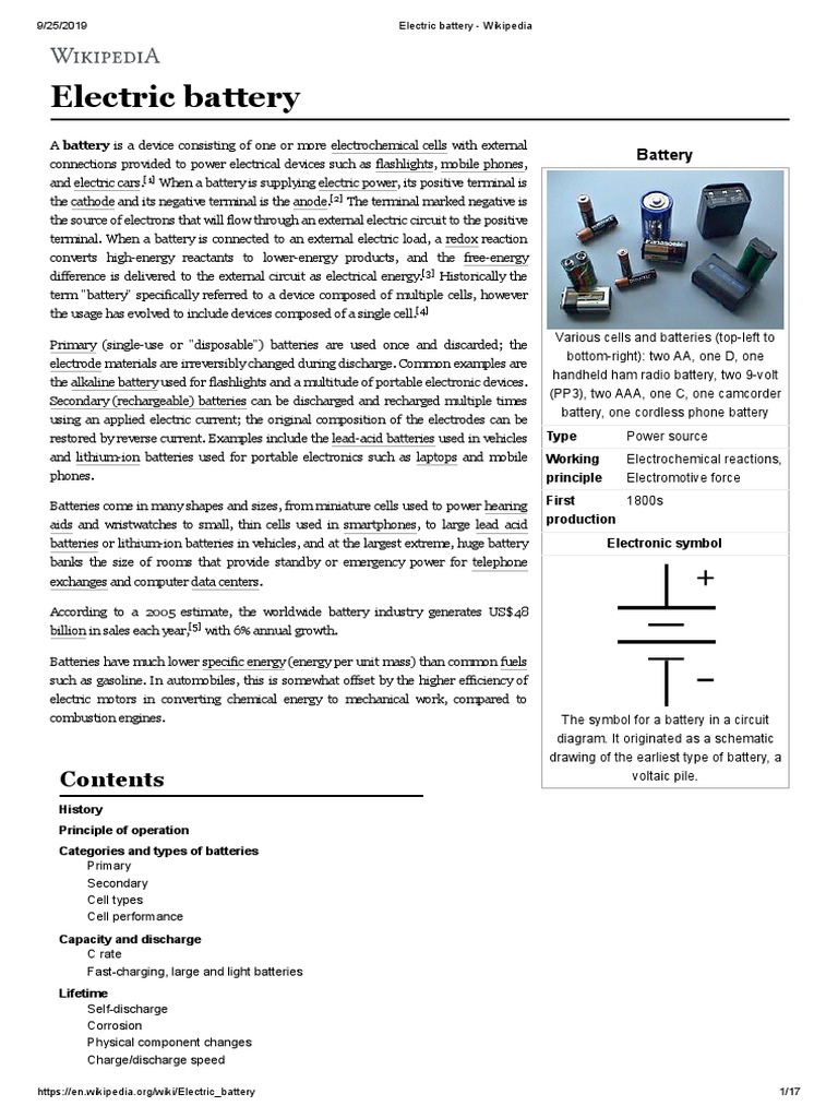 Electric Battery | PDF | Rechargeable Battery | Galvanic Cells