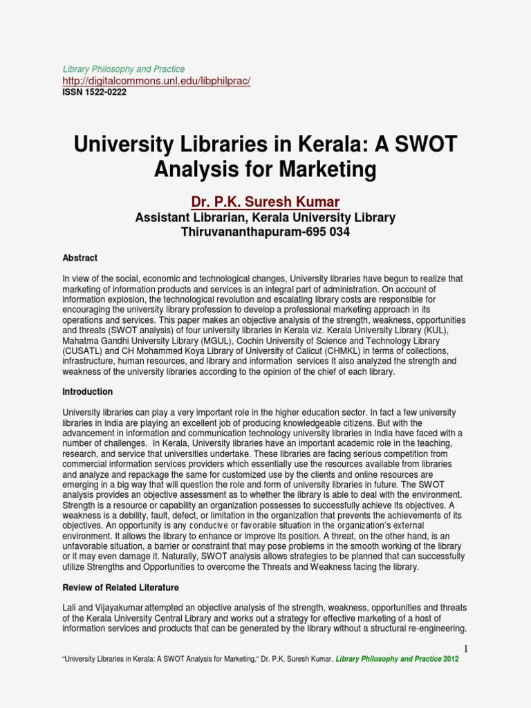 Swot Tugas 1 | PDF | Libraries | Swot Analysis
