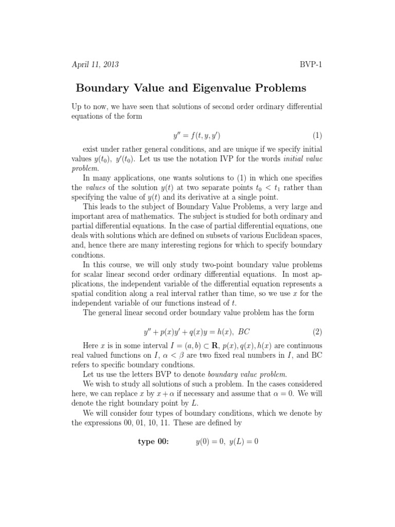 Boundary Value and Eigenvalue Problems | PDF | Differential Equations | Equations