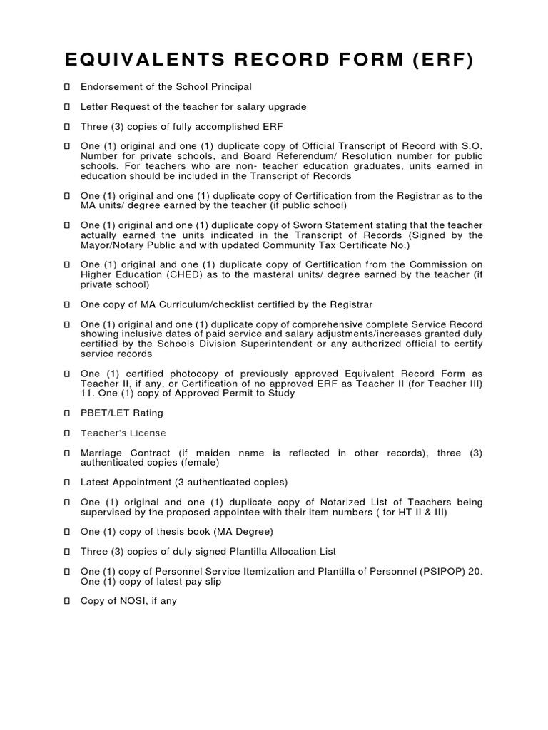 Equivalents Record Form Requirements | PDF | Government | Business