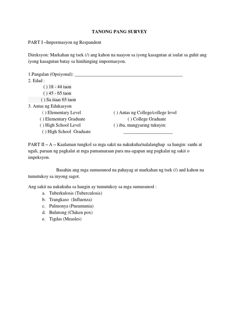 Tanong Pang Survey | PDF