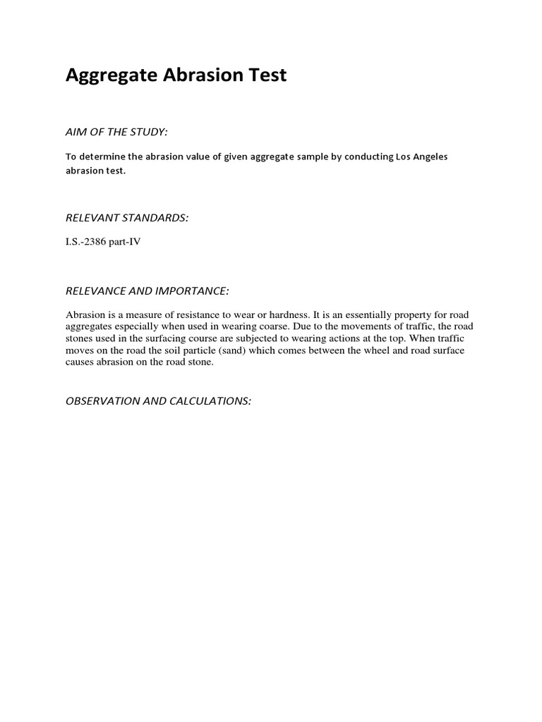 Los Angeles Abrasion Test for Aggregates | PDF | Technology & Engineering