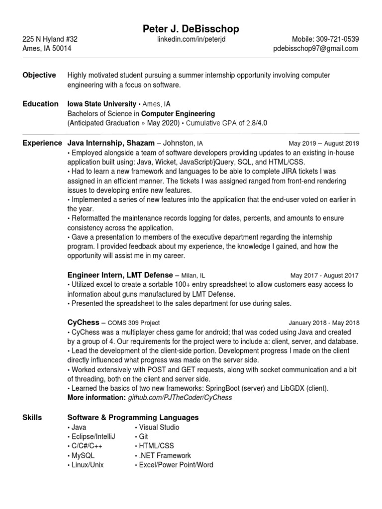 Peter J. Debisschop: Objective | PDF | Application Software | Java (Programming Language)