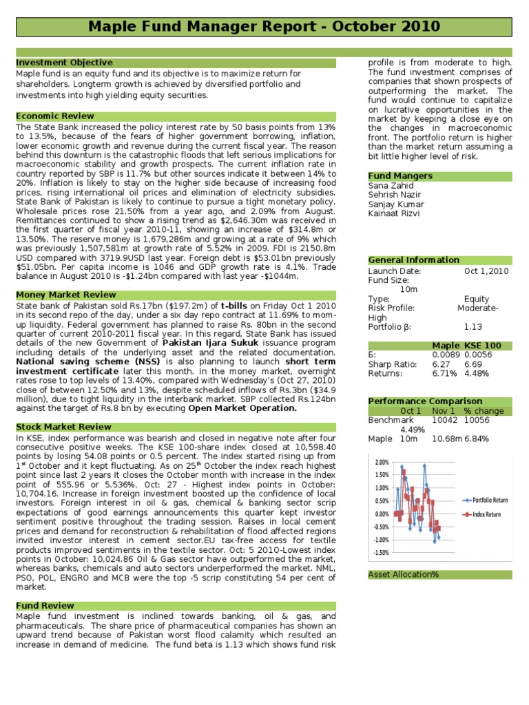 Maple Fund Manager Report - October 2010: ST TH | PDF | Macroeconomics ...