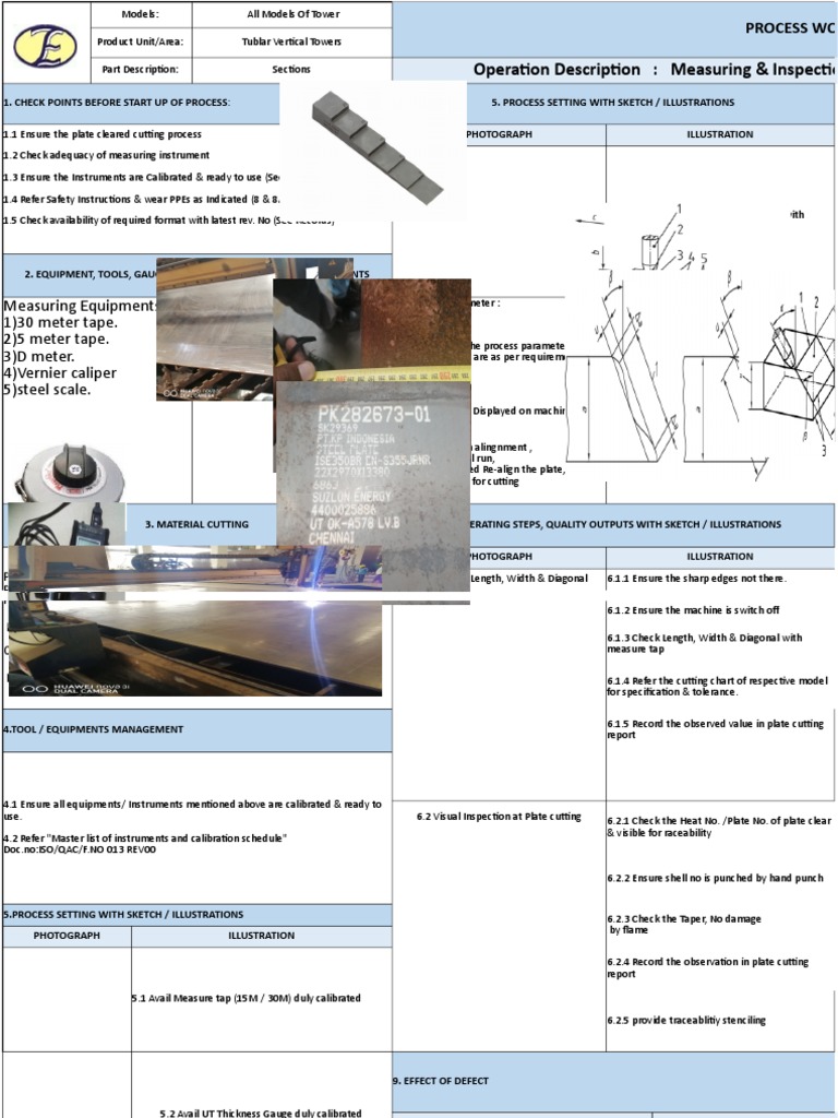 Work Instruction - Plate Cutting | PDF | Calibration | Personal ...