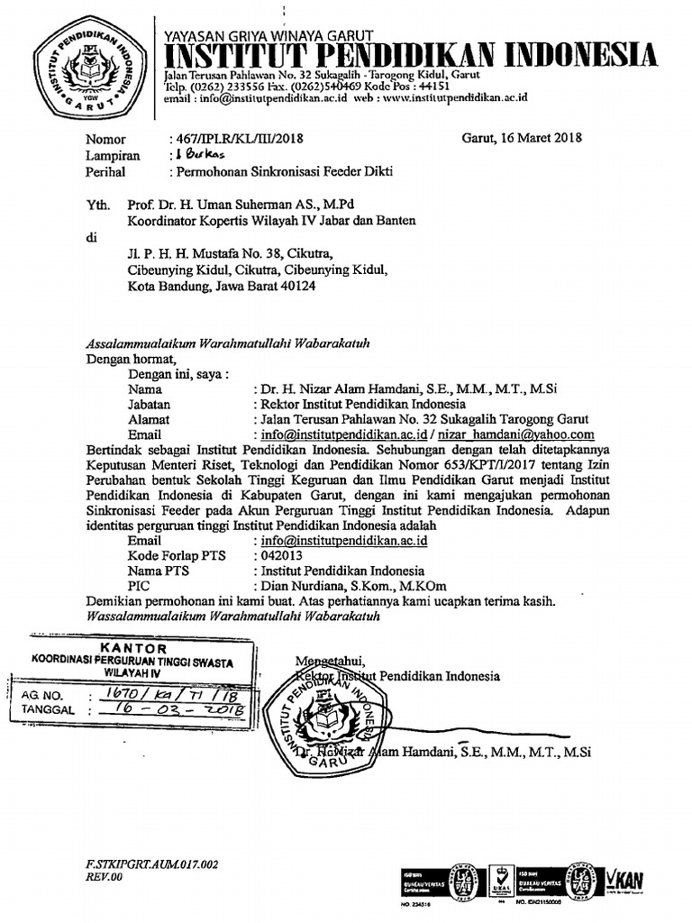 Contoh SK Operator PDDIKTI 1670 - K4 - TI - 2018 PDF | PDF