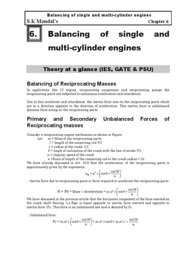 6 Balancing of Single and Multi - Cylinder Engines PDF | PDF ...