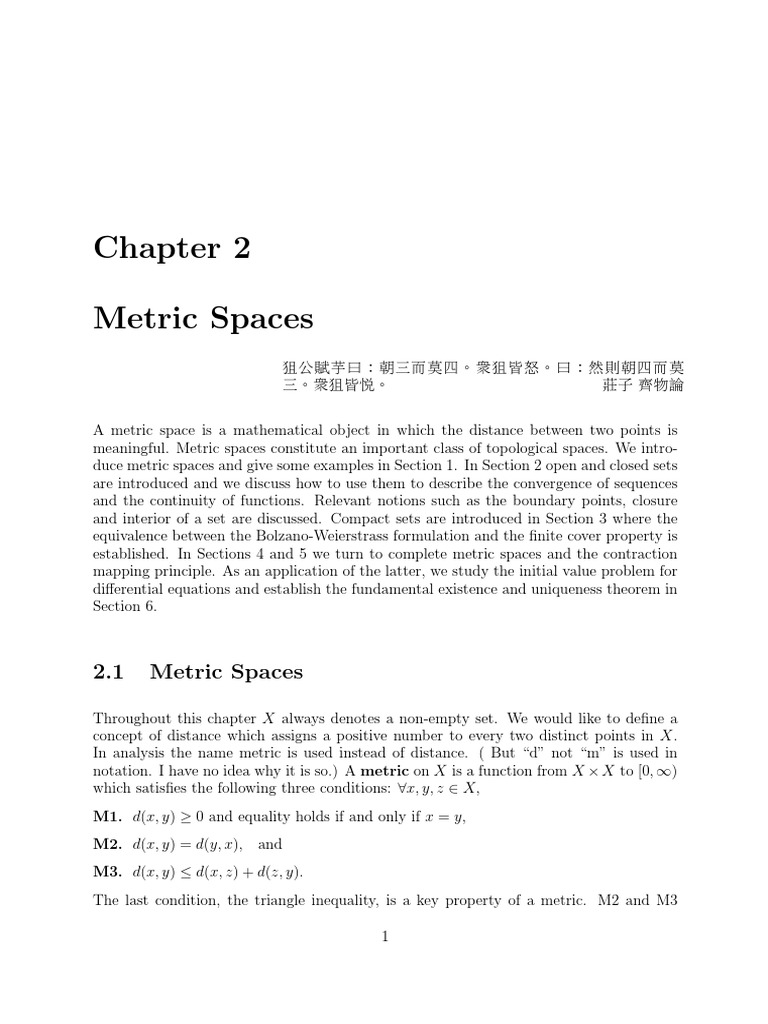 Metric Spaces | PDF | Compact Space | Metric Space