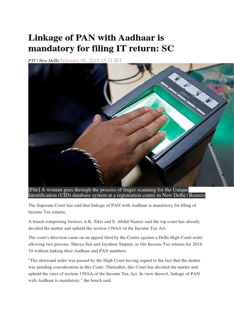 Linking of Adhar Card With PAN Card | PDF