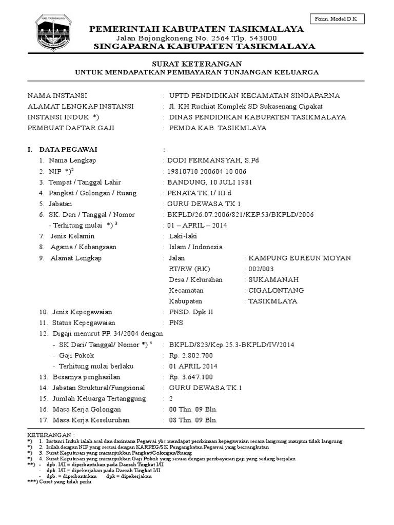 Panduan Pengisian SKUMPTK PNSD | PDF
