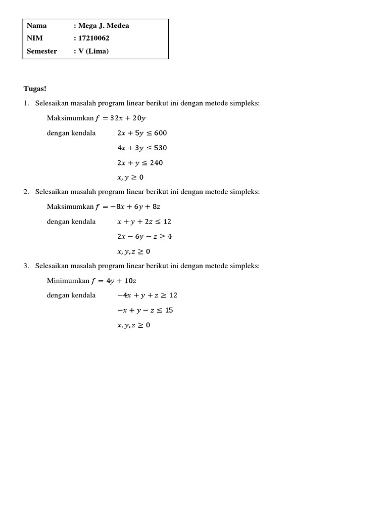 Metode Simpleks | PDF