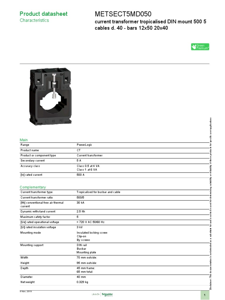 Metsect5Md050: Product Datasheet | PDF | Power Engineering | Transformer