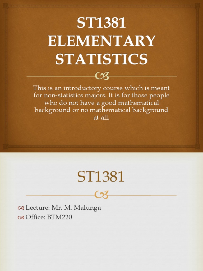 ST1381 Elementary Statistics PDF | PDF | Sampling (Statistics) | Level ...