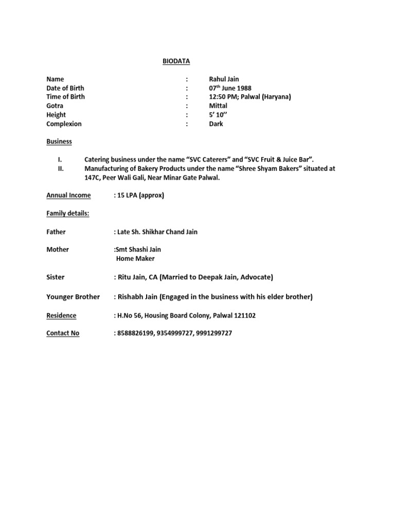 Sister: Ritu Jain, CA (Married To Deepak Jain, Advocate) Younger ...