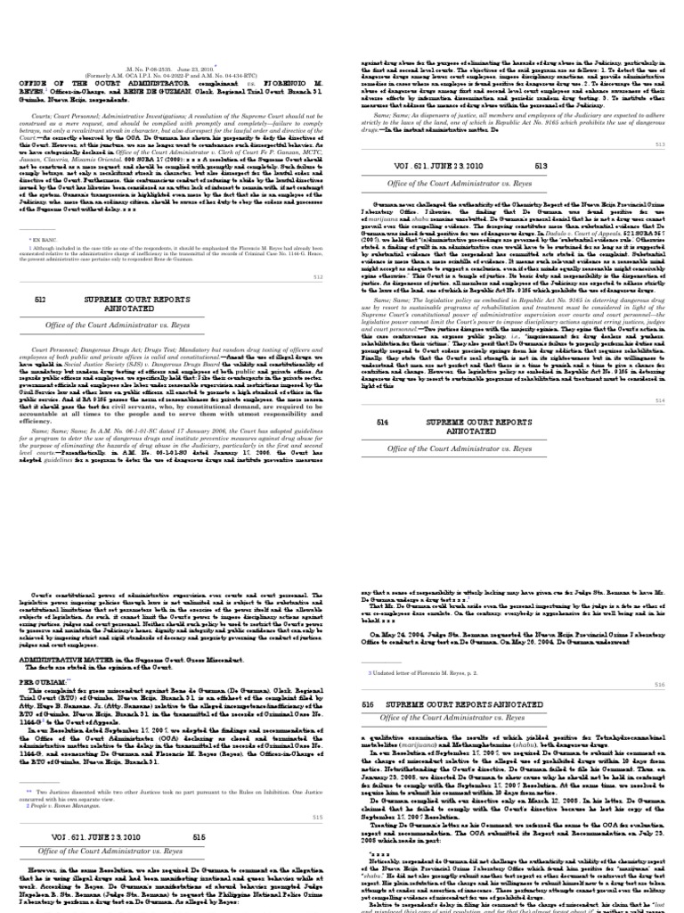 Office of The Court Administrator Vs Reyes | PDF | Judge | Supreme Courts