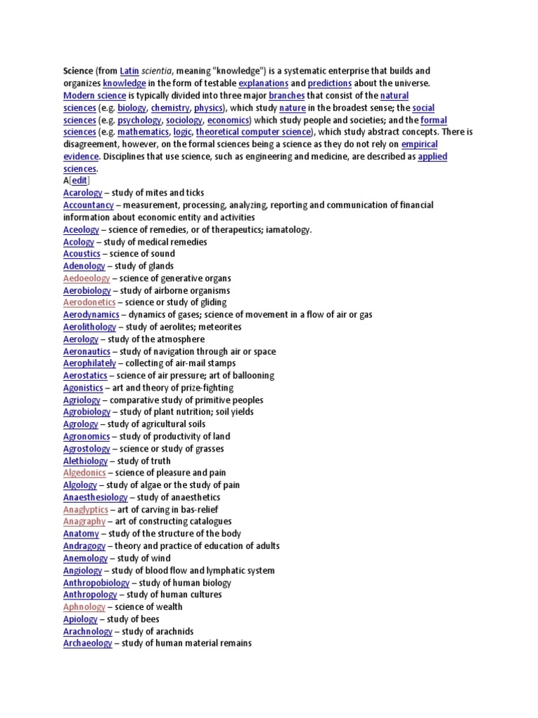 Branches of Science | PDF | Science | Biology