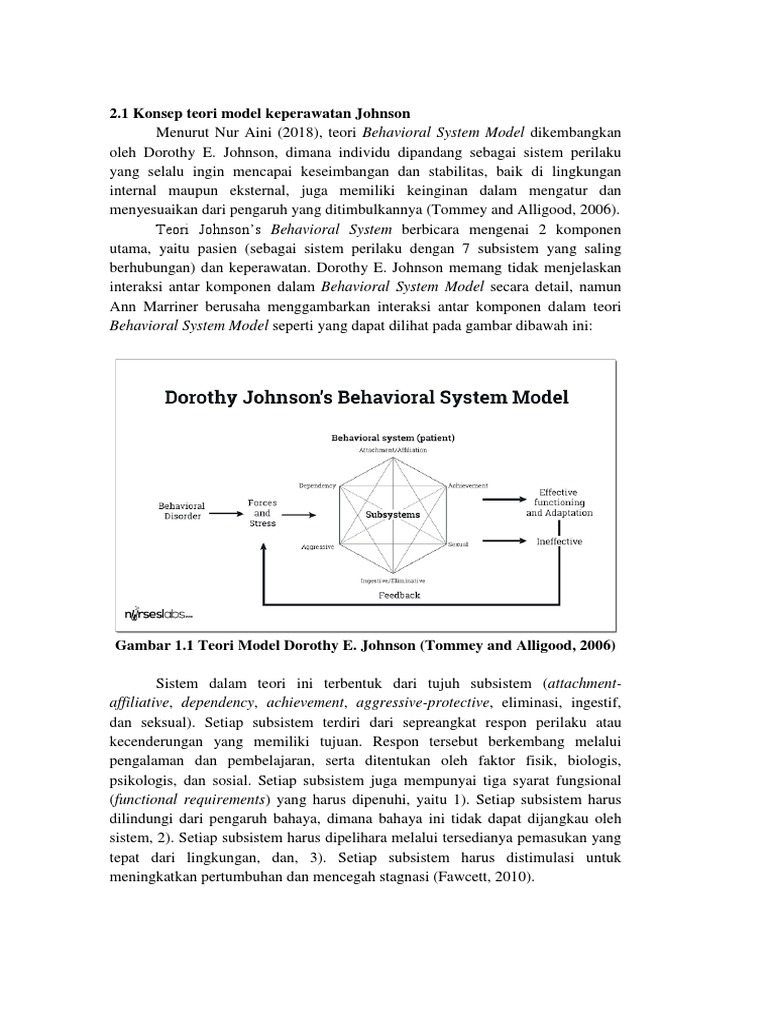 AN ANALYSIS OF JOHNSON'S BEHAVIORAL SYSTEM MODEL | PDF