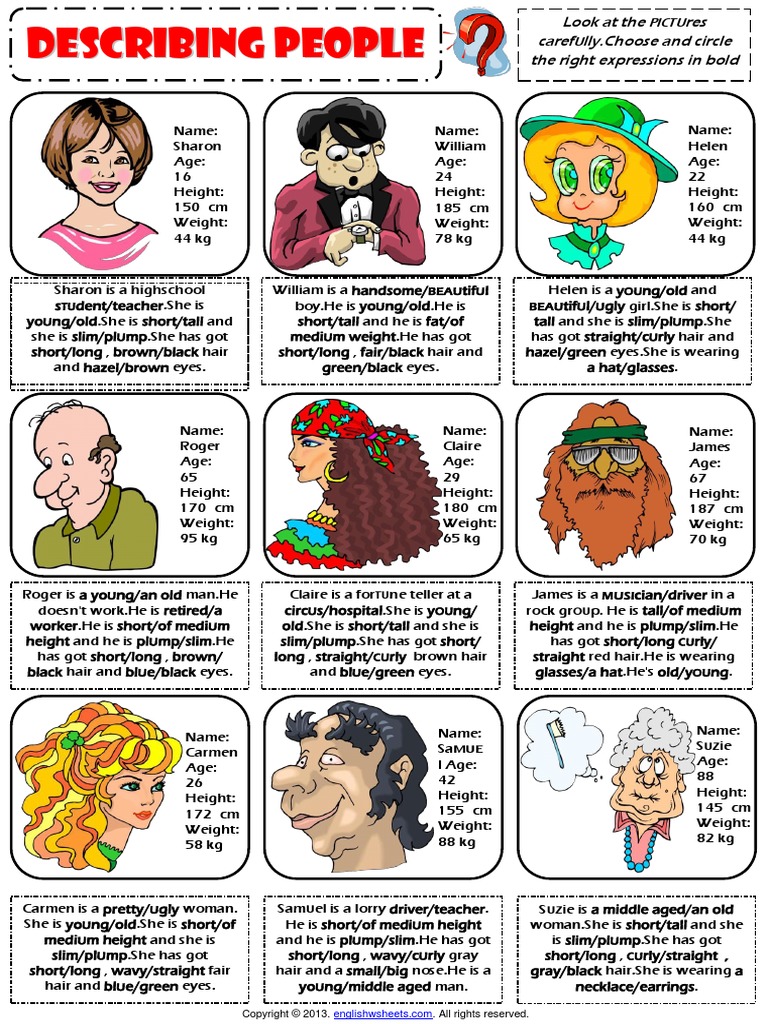 Soal Latihan Describing People | PDF | Human Body | Human Appearance