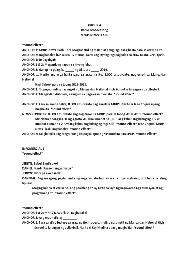 Radio Broadcasting Script - Example | PDF