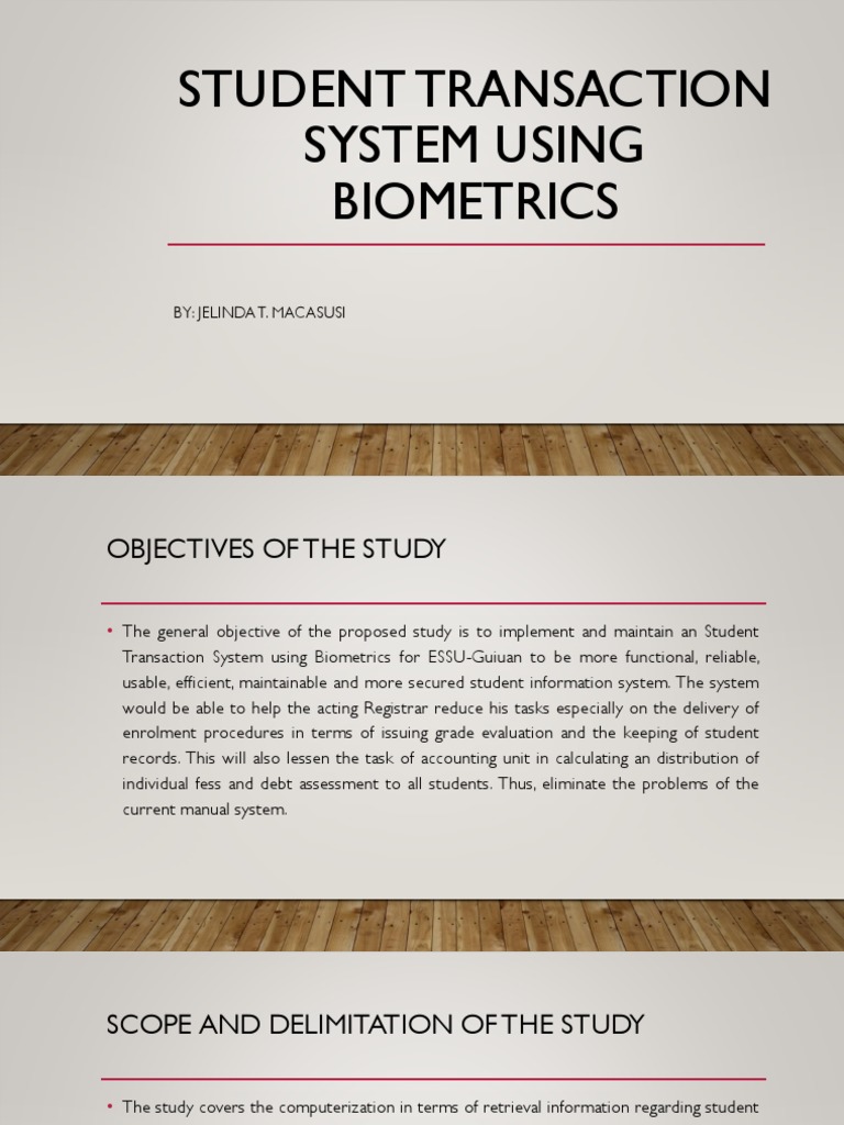 Student Transaction System Using Biometrics | PDF
