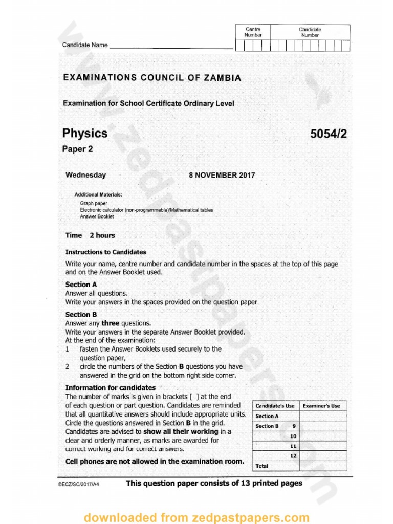 g12 Physics p2 2017 | PDF