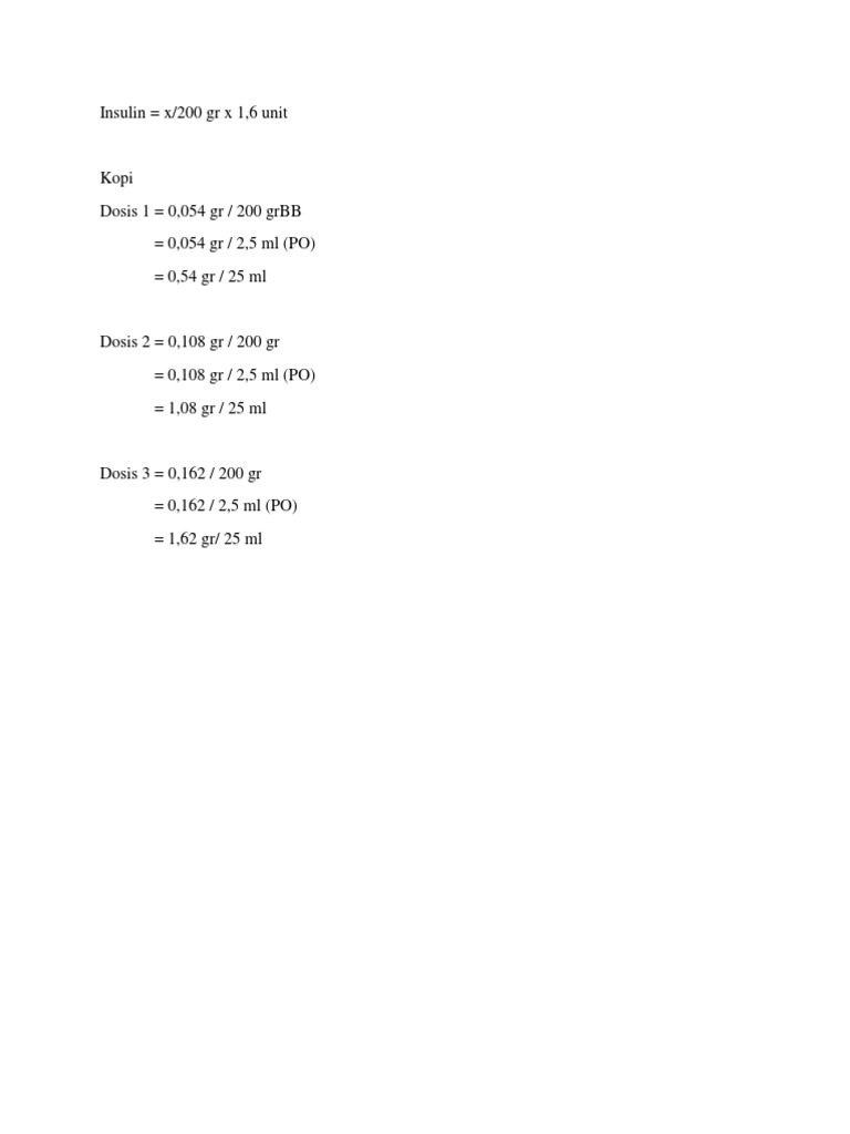 Calculate Insulin Dosage Based on Body Weight | PDF